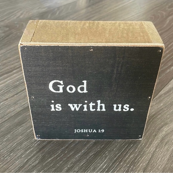Accents | New Wooden Decor Sign God Is With Us Joshua 19 Rustic Display ...